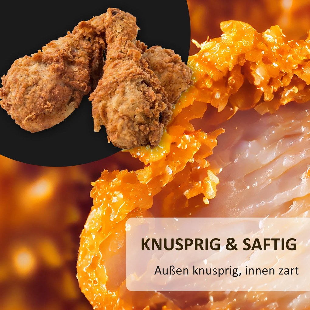 HOMCOM Horkovzdušná fritéza 6,5 l 1700 W, s 8 menu, LED displej, nepřilnavý koš pro zdravé vaření bez oleje, 36,5 x 29 x 33,8 cm | Aosom