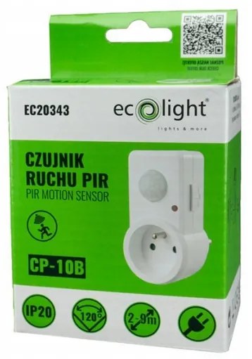 ECOLIGHT LED pohybový a soumrakový senzor do zásuvky - bílá