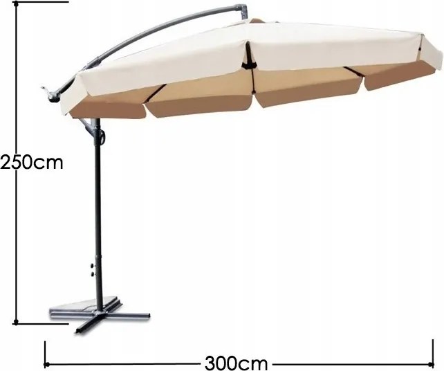 Záhradní slunečník Summer - tmavě šedý 300 cm