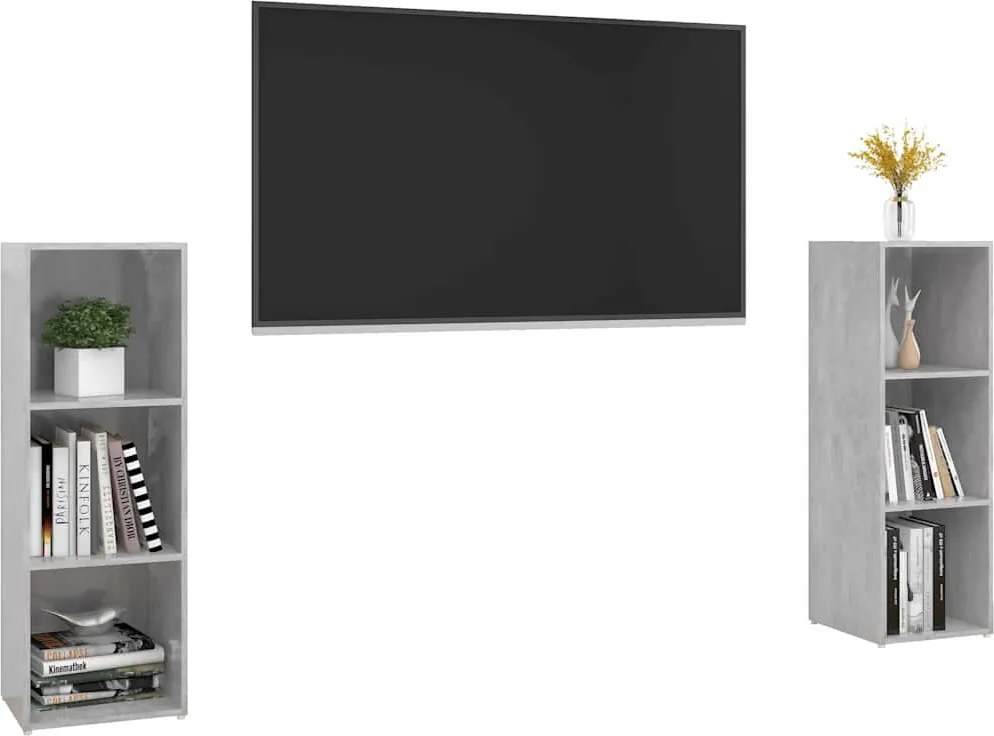 TV skříňky 2 ks betonově šedé 107 x 35 x 37 cm dřevotříska 3079911