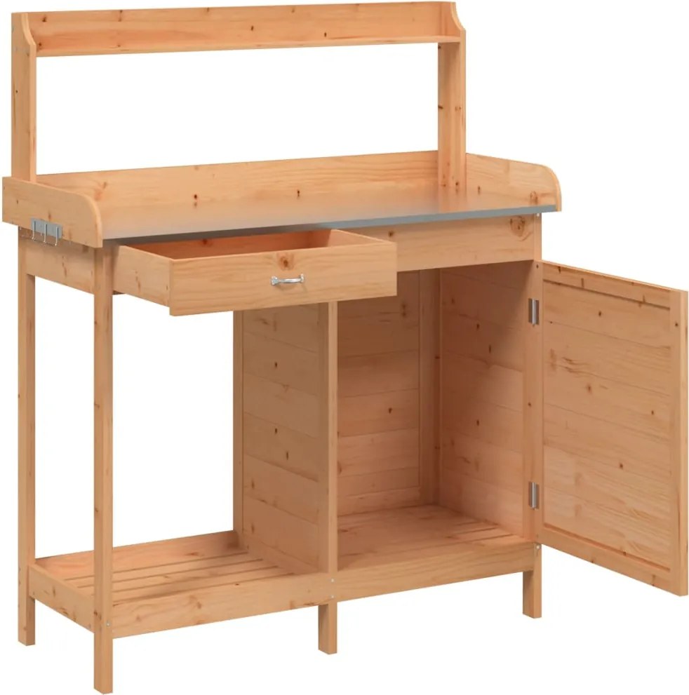 Přesazovací stůl se skříňkou hnědý 110,5x45x124,5cm masiv jedle 156344