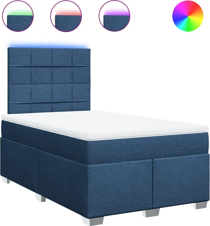 Box spring postel s matrací modrá 120x200 cm textil 3292761