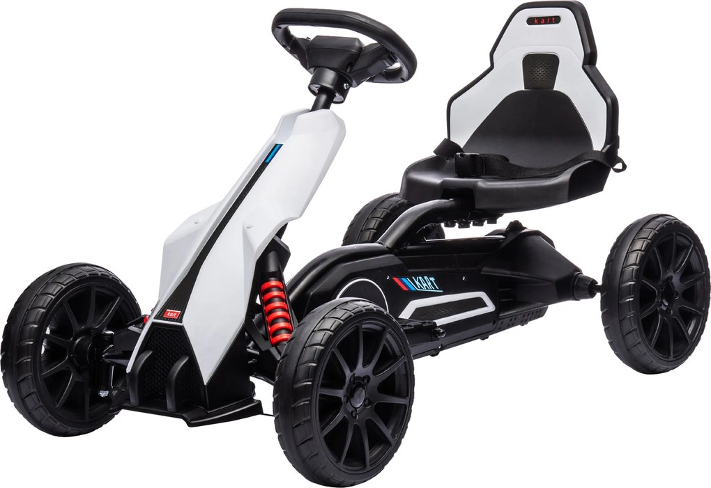 HOMCOM Dětský elektrický go-kart 12V 3-5 km/h Drift kart s 2 rychlostními režimy, bezpečnostním pásem, volantem, dětský go-kart pro děti ve věku 3-8 l