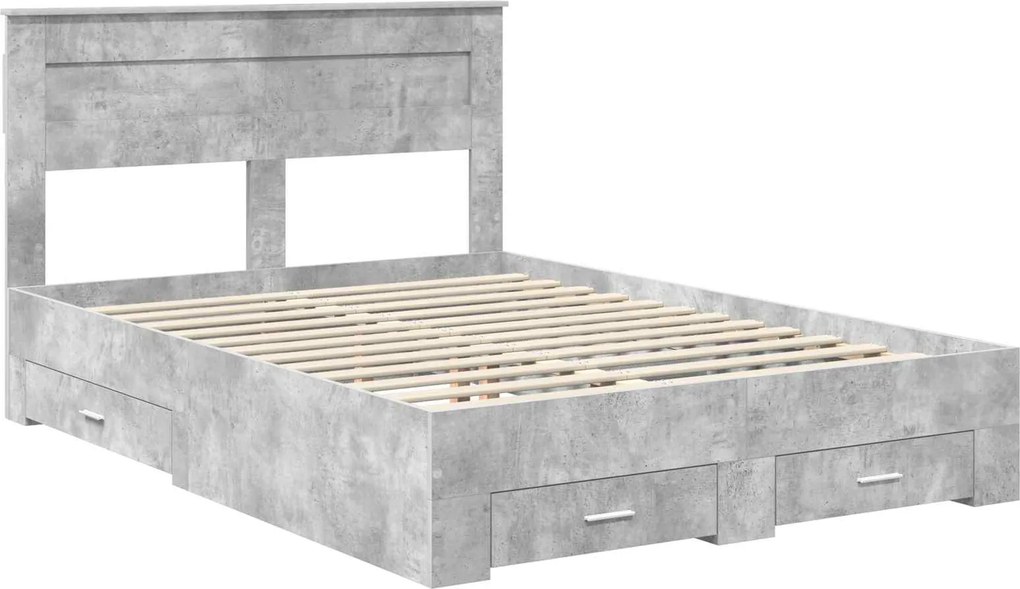 Rám postele s čelo Betonově šedá 140 x 190 cm Kompozitní dřevo 3409982