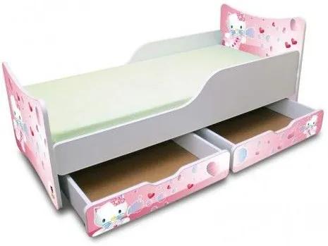 MAXMAX Dětská postel 160x90 cm se šuplíkem - KITTY A BUBLIFUK