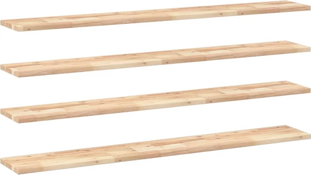 Plovoucí police 4 ks 120 x 20 x 2 cm neošetřené akáciové dřevo 3279354
