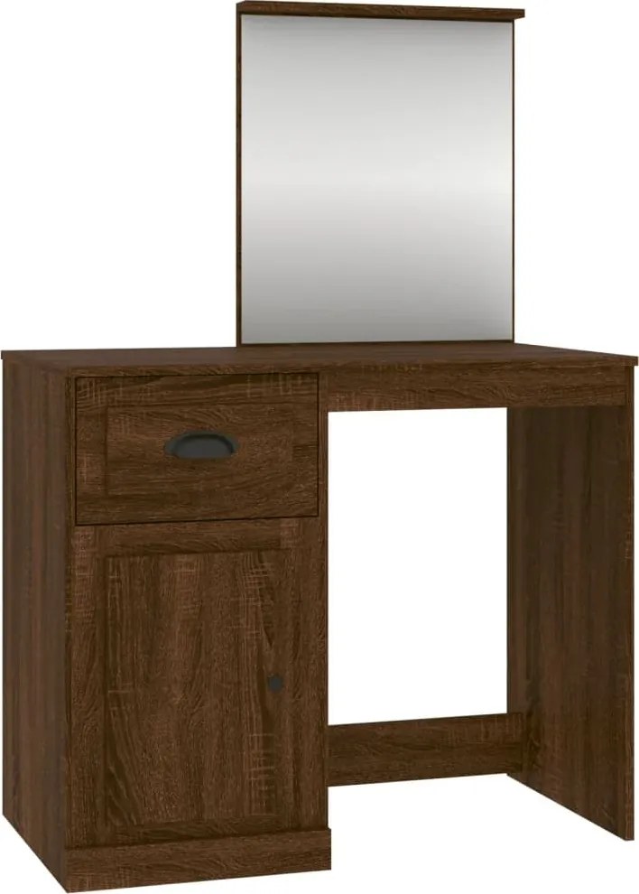 vidaXL Toaletní stolek se zrcadlem 90x50x132,5 cm kompozit [816767] Barva: kouřový dub
