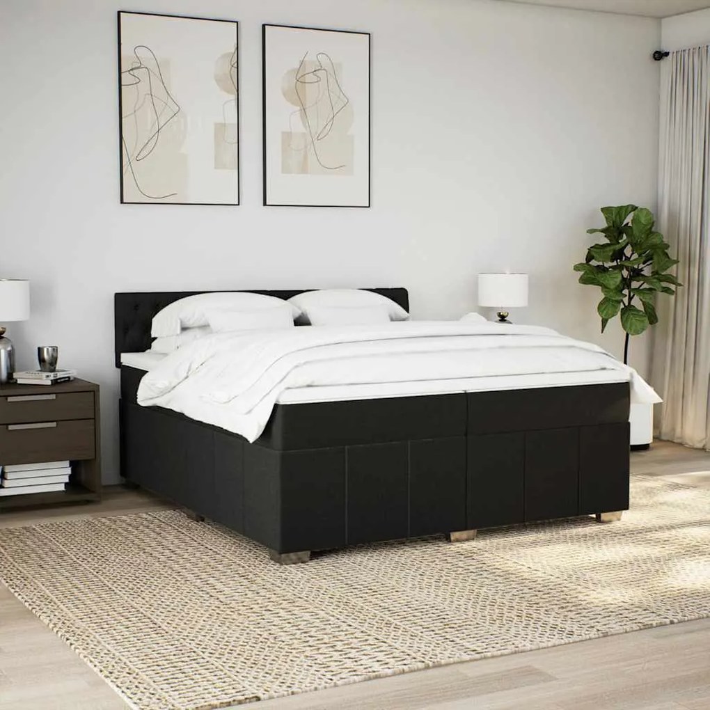 Box spring postel s matrací černá 200x200 cm textil 3289484