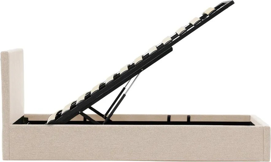 Béžová čalouněná jednolůžková postel s úložným prostorem s roštem 90x200 cm Nahiri – Kave Home