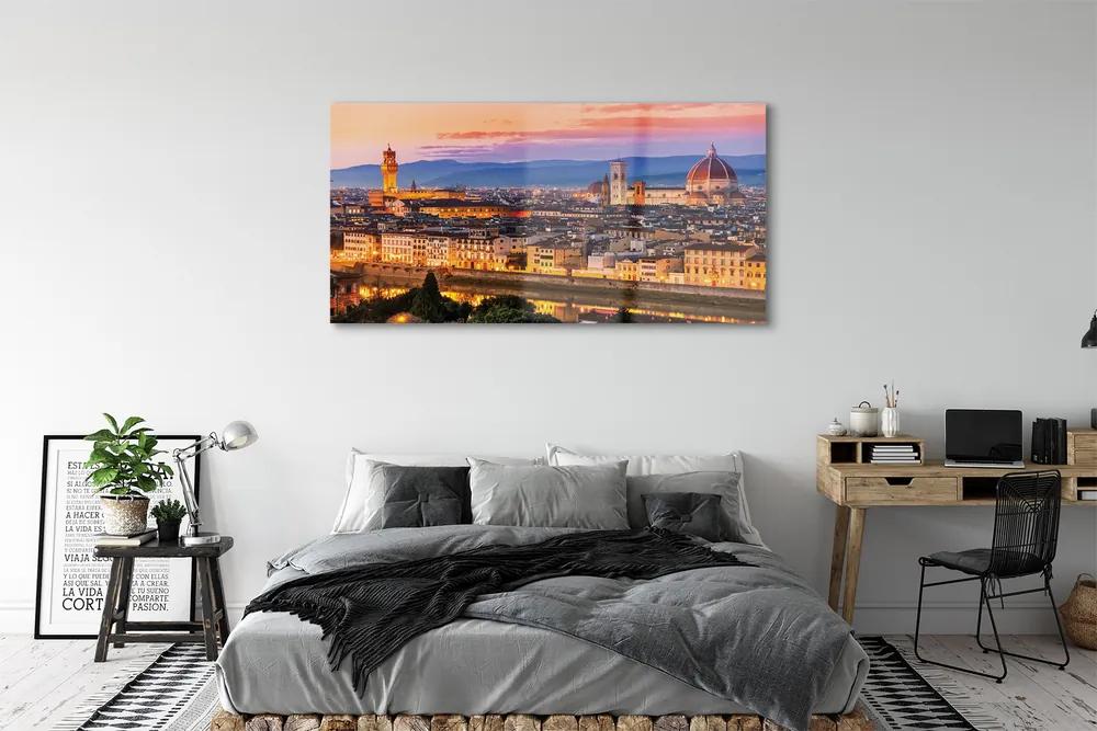 akrylový obraz Italy Panorama noc katedrála 140x70 cm