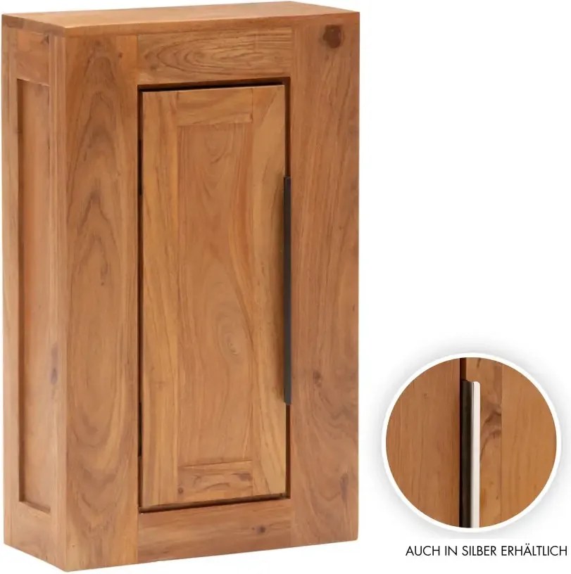 furniture-nabytek.cz - Nástěnná skříňka Osvaro akácie - Černé kovové úchytky