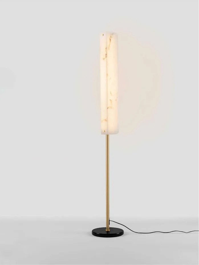 Krémová/v mosazné barvě LED stojací lampa v dekoru mramoru (výška 160 cm) Aider – Nova Luce