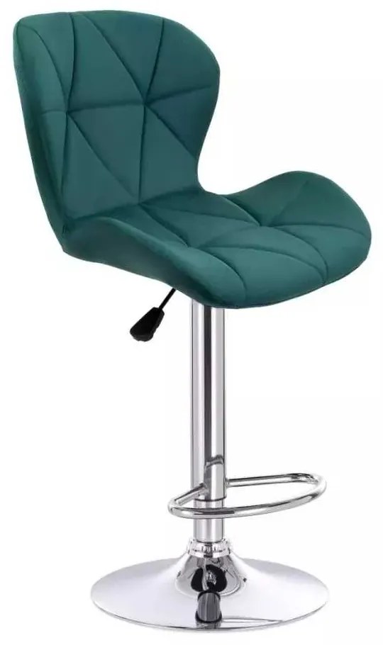 LuxuryForm DESIGN Barová židle LIVIO VELUR na stříbrné kulaté podstavě - zelená