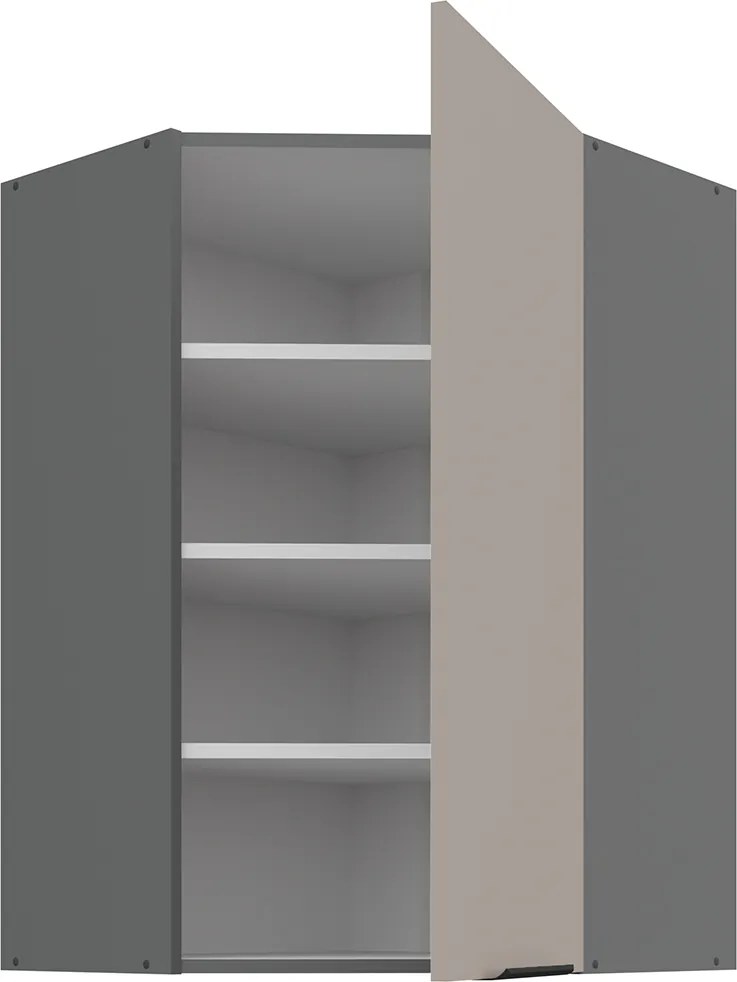 ARIA ta | horní kuchyňská skříňka 60x60 GN-90 1F (45°) rohová s policemi | 60x60 cm | VYSOKÁ | antracit/béžová