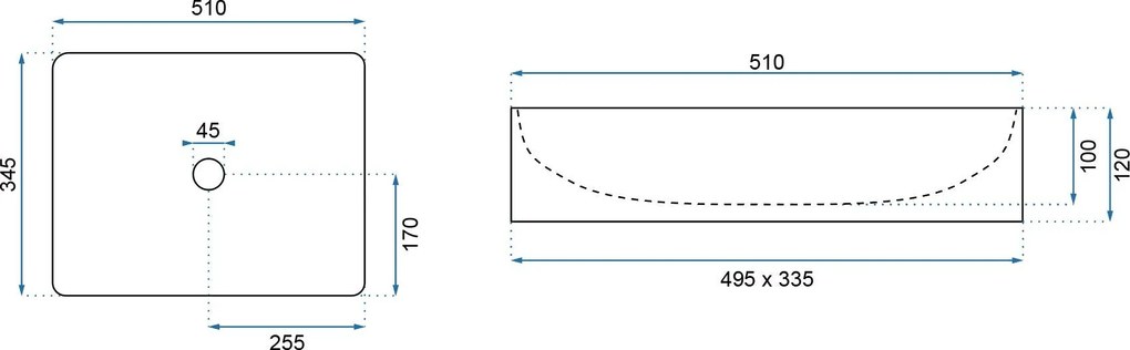 Rea Inga umyvadlo na desku 51x35 cm, bílá, REA-U1022