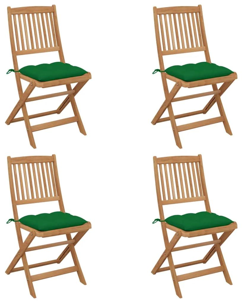Skládací zahradní židle s poduškami 4 ks masivní akáciové dřevo,  3064691