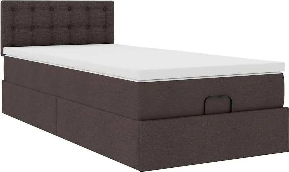 Osmanský rám postele s matrací tmavě šedá 90x190cm textil 3311590