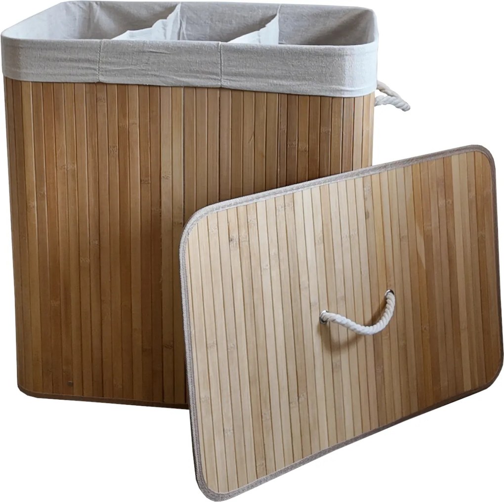 TRENDIE Bambusový koš na prádlo 150l světle hnědý + DÁREK