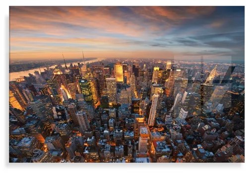 Skleněný obraz 60x40 - Panorama New York (EXTRA - s vyvrtanými dírami) - Sablo.cz