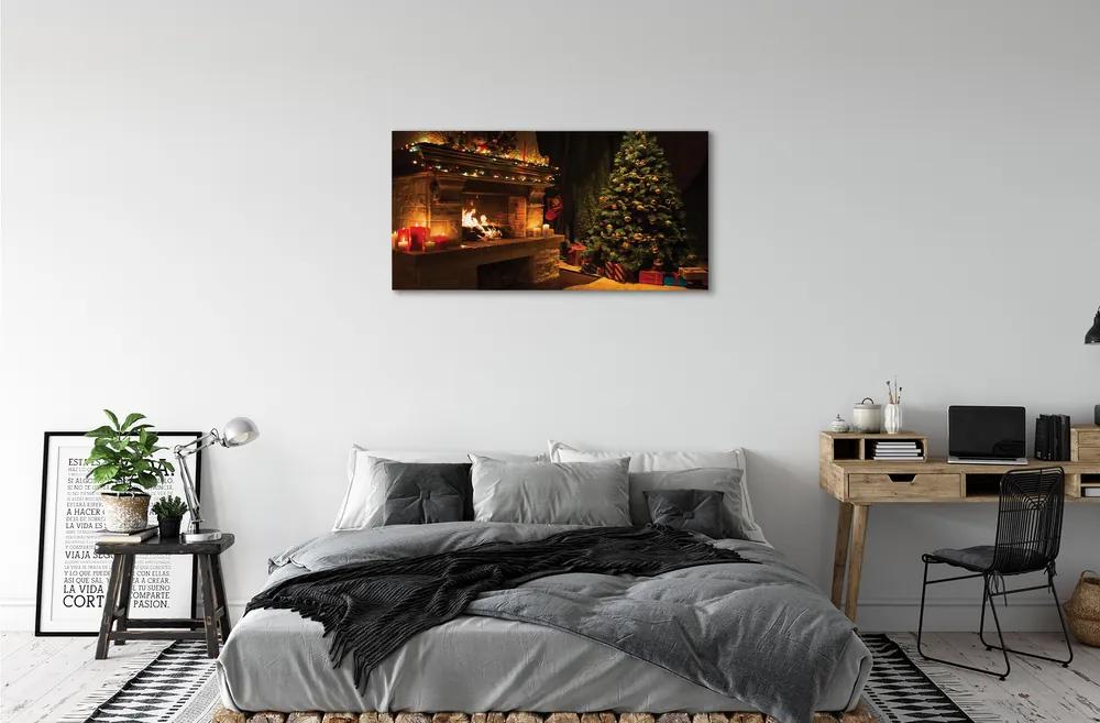 Obrazy na plátně Vánočních ozdob krbové dárky 125x50 cm