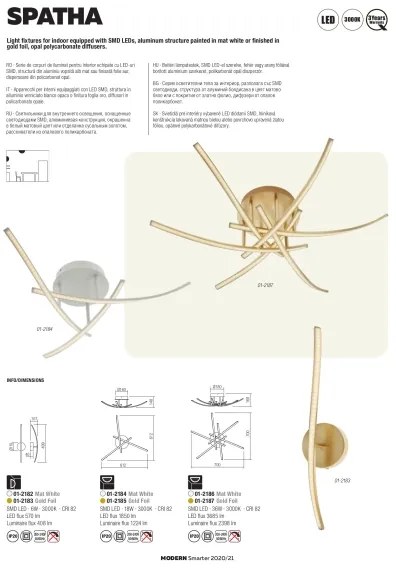 Redo 01-2187 - LED Stropní svítidlo SPATHA 6xLED/6W/230V 3000K zlatá