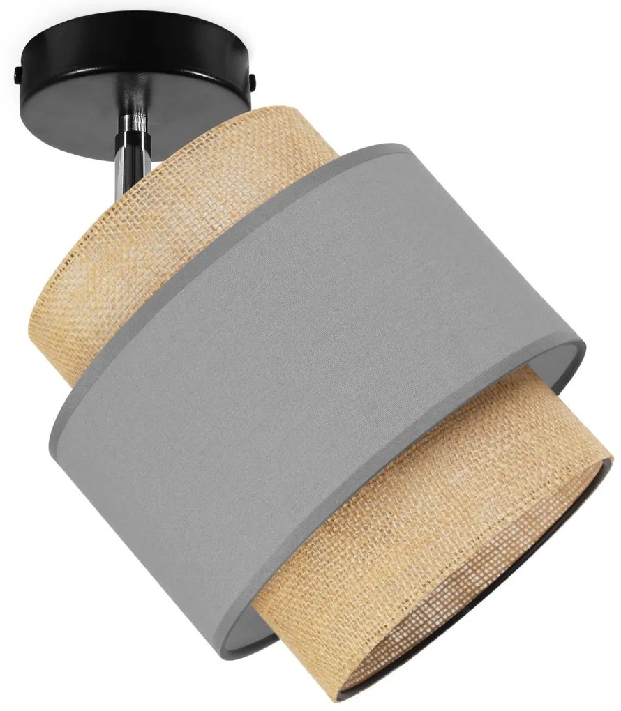 Bodové svítidlo Boho, 1x jutové/šedé textilní stínítko, (možnost polohování)