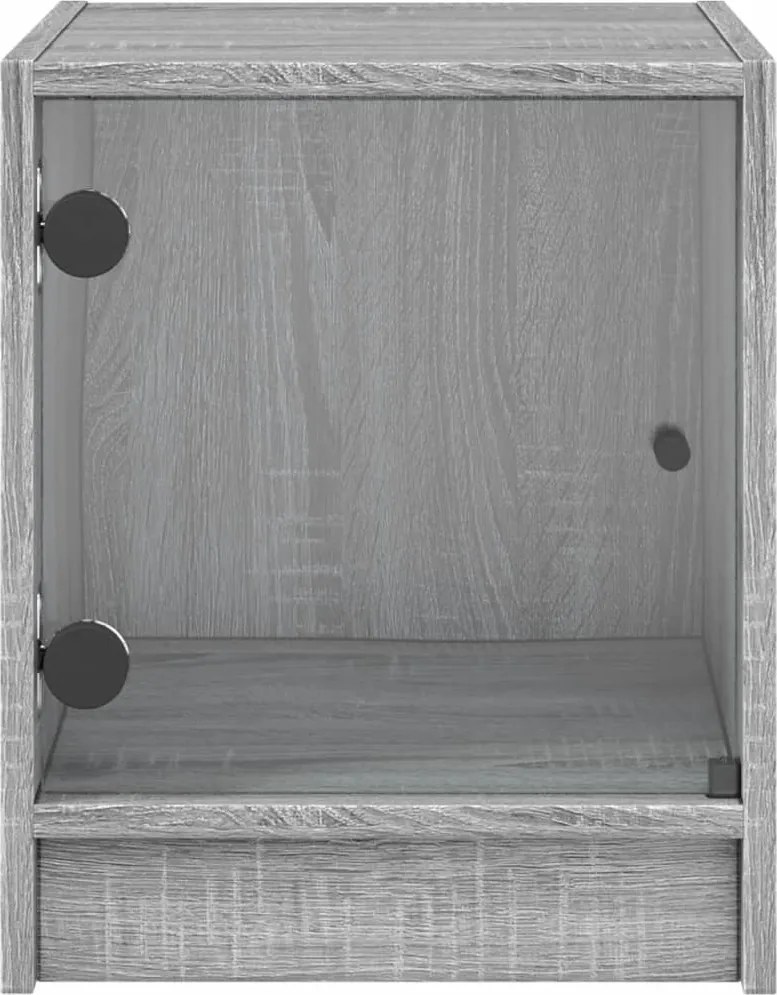 vidaXL Noční stolek se skleněnými dvířky 35 x 37 x 42 cm [836353] Barva: šedá sonoma