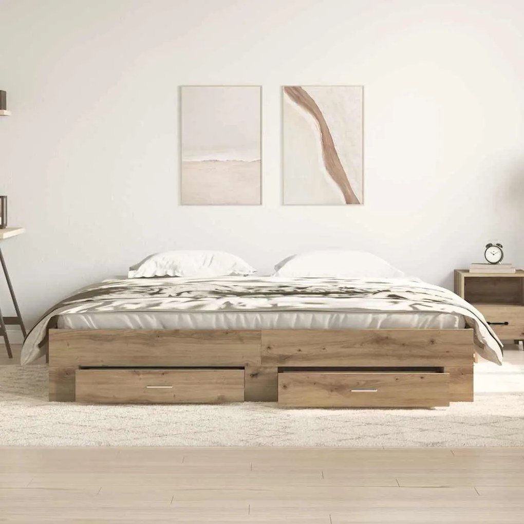 Rám postele Artisanový dub 180 x 200 cm Kompozitní dřevo 3333961