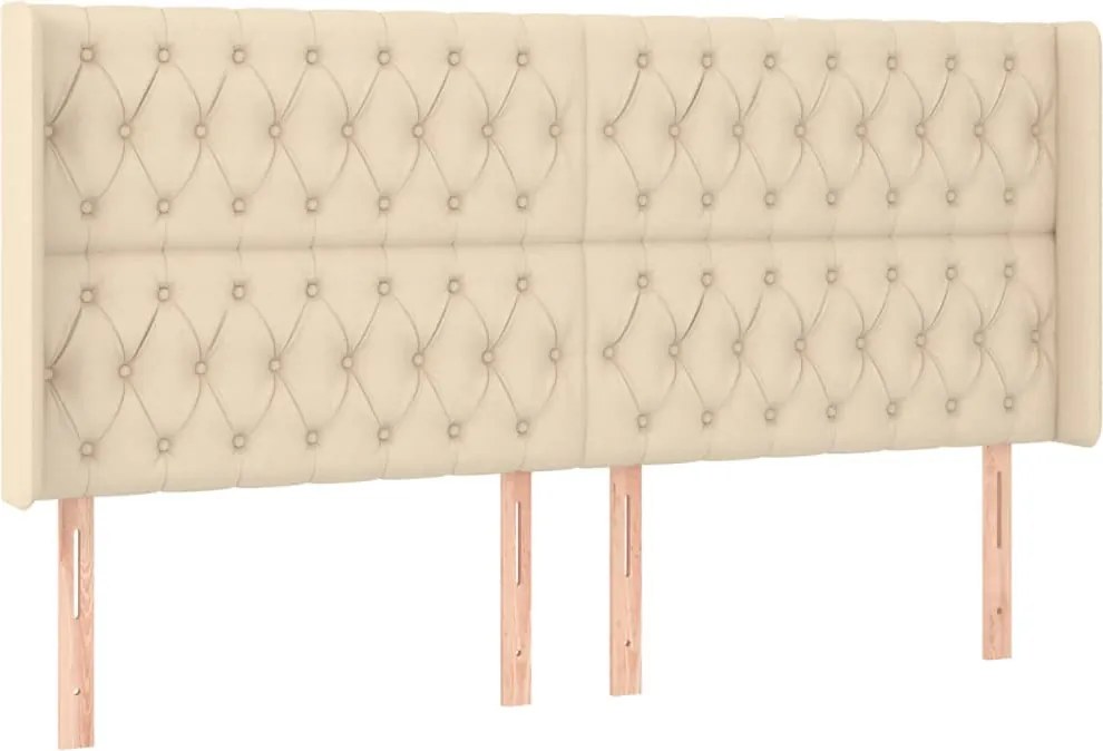 Box spring postel s matrací a LED krémová 180x200 cm textil 3139138
