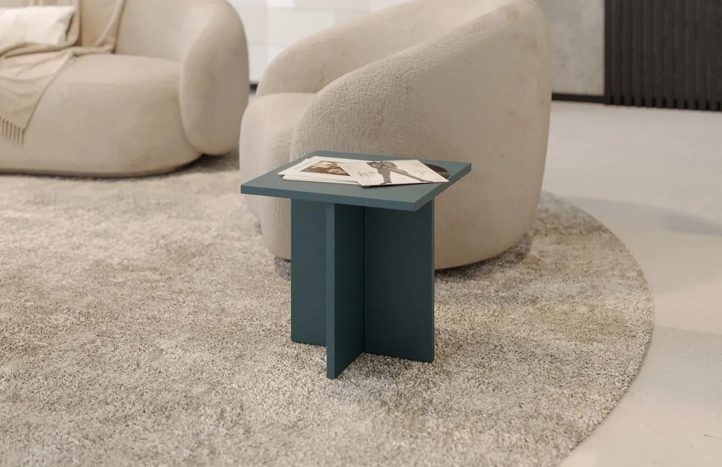 OnaDnes -20% Petrolejově modrý konferenční stolek MOJO MINIMAL 39,5 x 39,5 cm