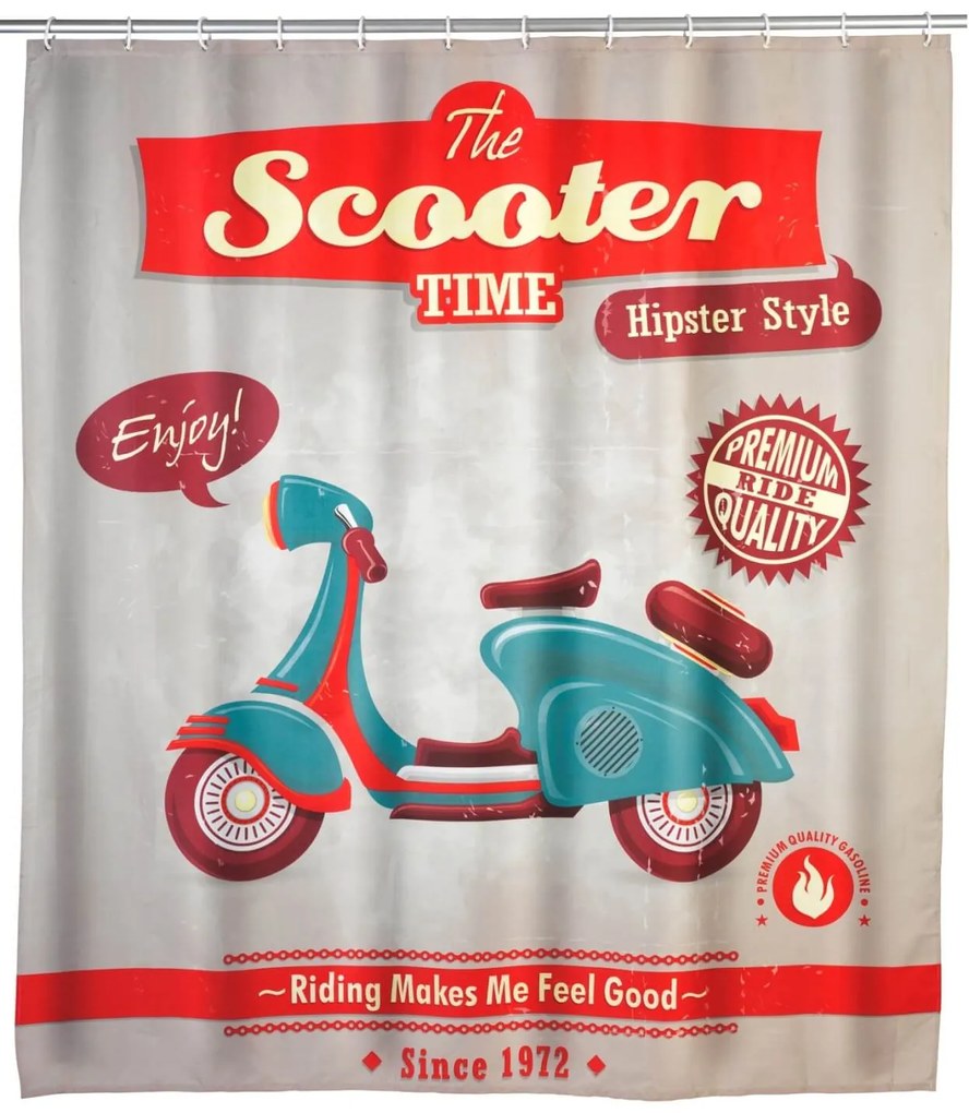 WENKO Sprchový závěs VINTAGE SCOOTER oranžový x180x200 cm