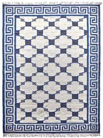 Diamond Carpets India, Ručně vázaný kusový koberec Geo DESP P82 Silver Blue, 160x230, modrá, chodba / předsíň