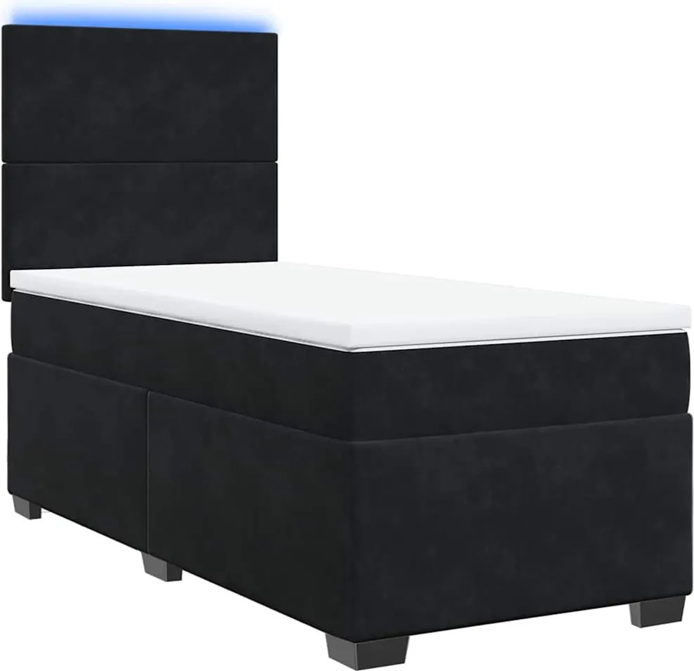 Box spring postel s matrací černá 100x200 cm samet 3293130