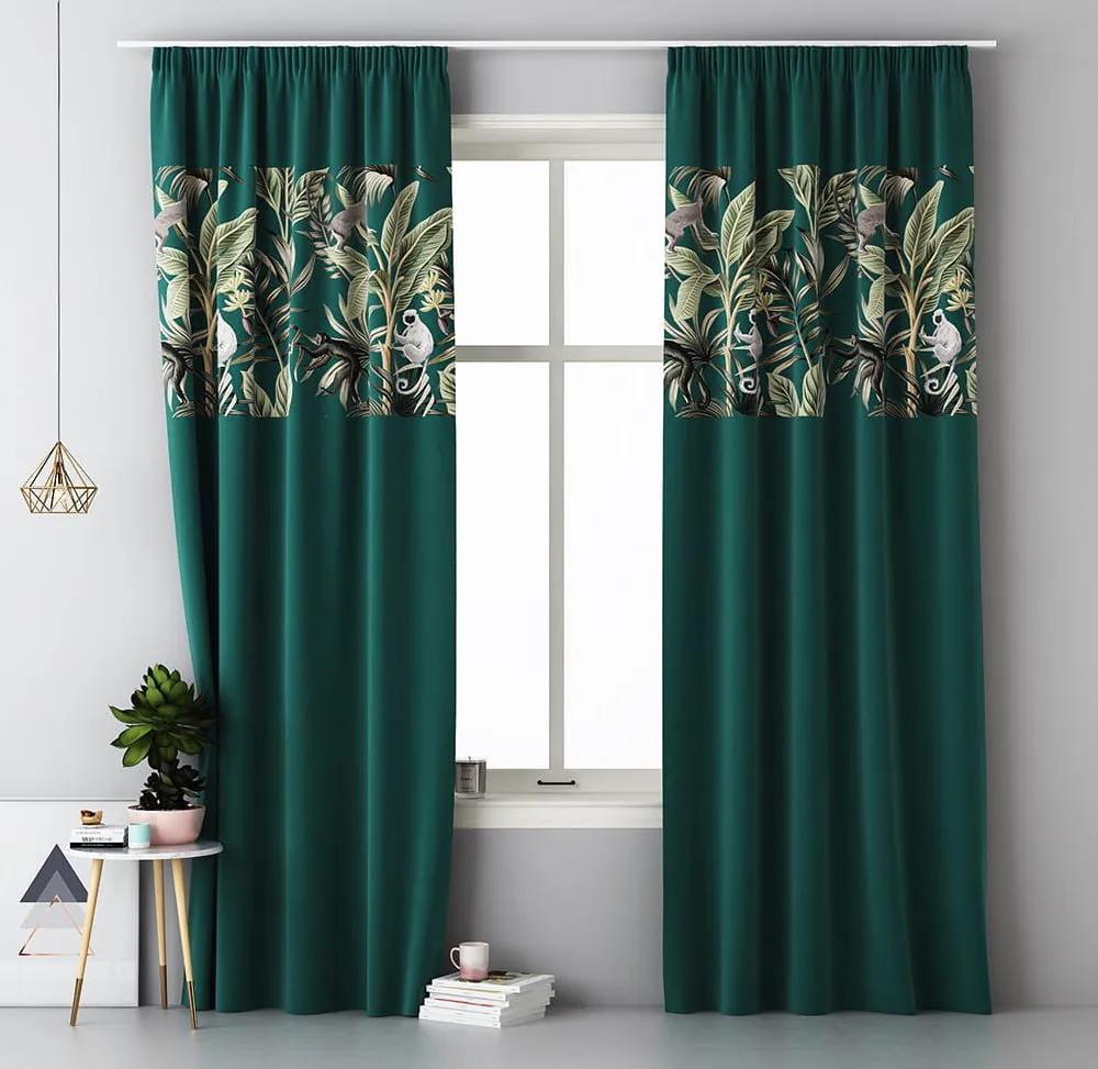 Kvalitní zelený závěs na okno se zavěšením na kolíčky 140 x 250 cm | BIANO