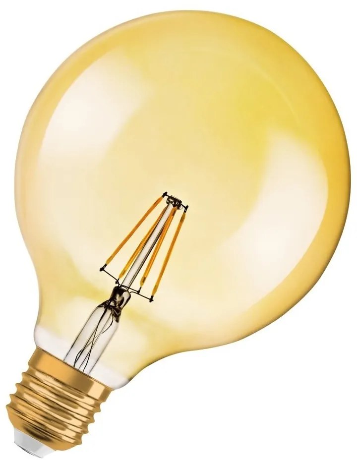 Zlatá LED vintage žárovka E27 6,5 W GLOBE, teplá bílá