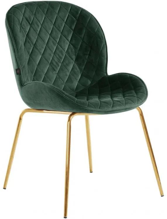 Danish style Jídelní židle Miranda (SADA 2 ks), samet, tmavě zelená