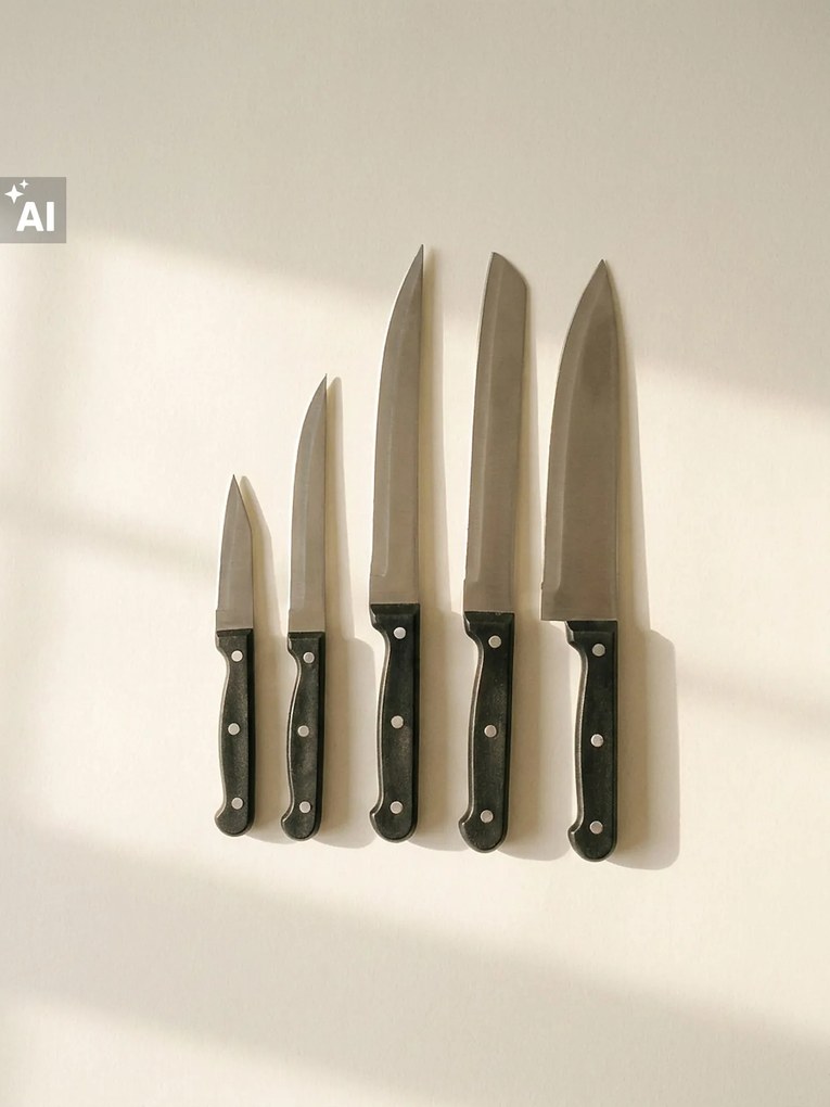 Sinsay - Sada kuchyňských nožů 5 pack - černá