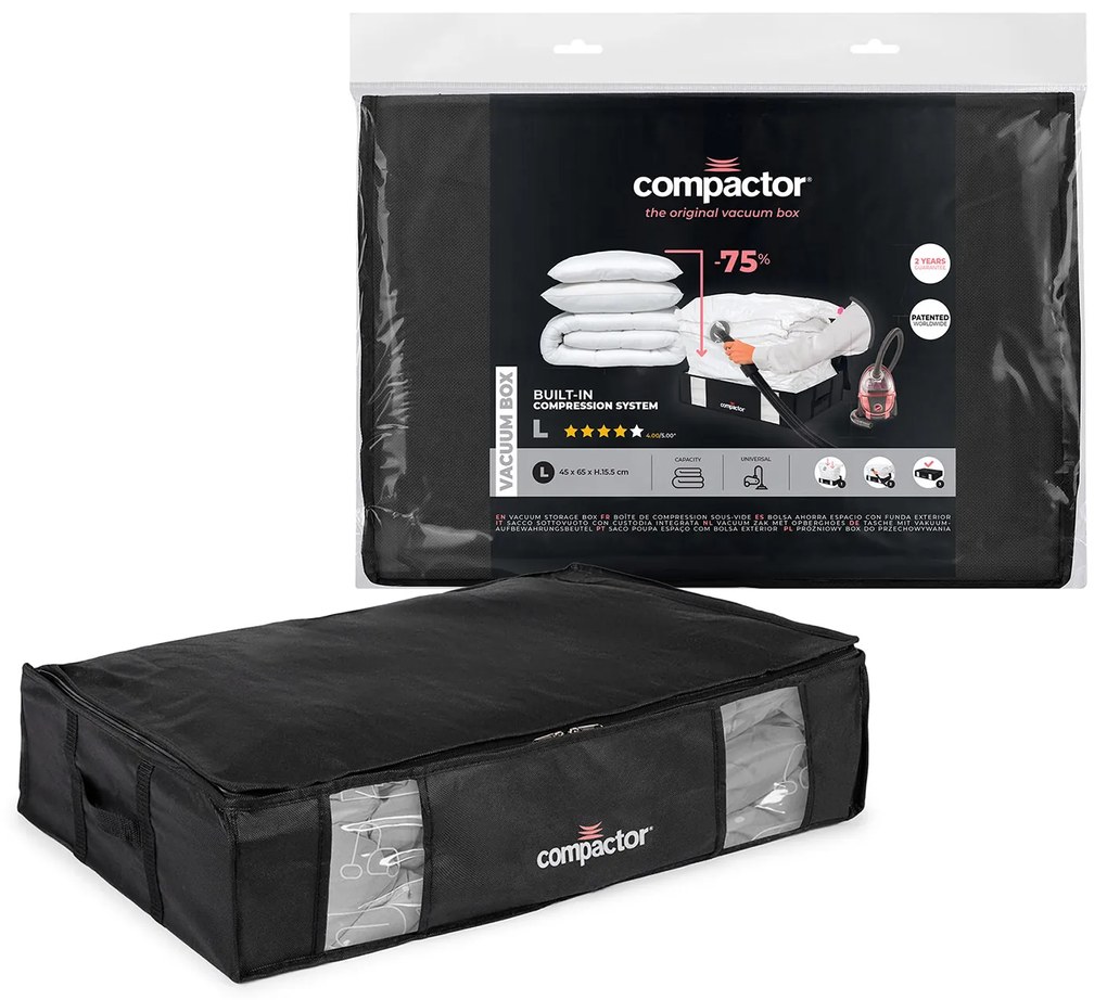 Compactor 3D Black Edition L 145 L vakuový úložný box s pouzdrem - 50 x 65 x 15,5 cm