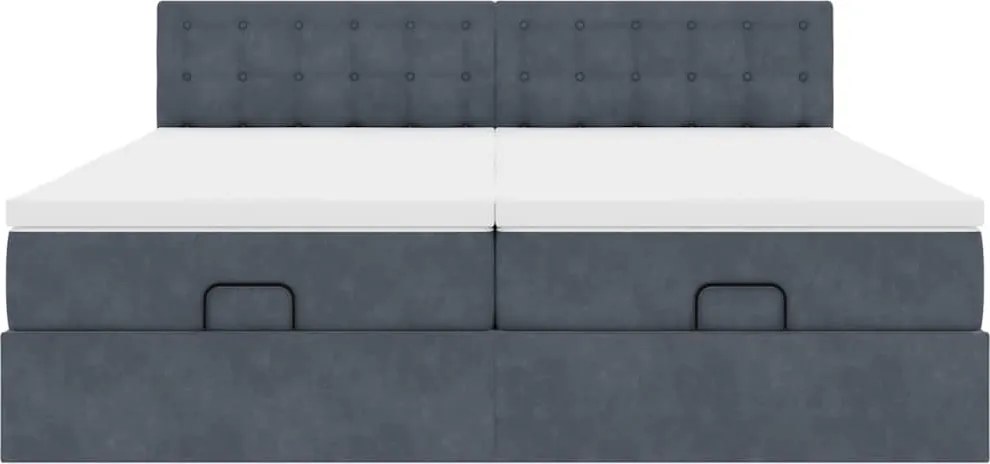 Osmanský rám postele s matracíes tmavě šedá 160x200cm samet 3312105