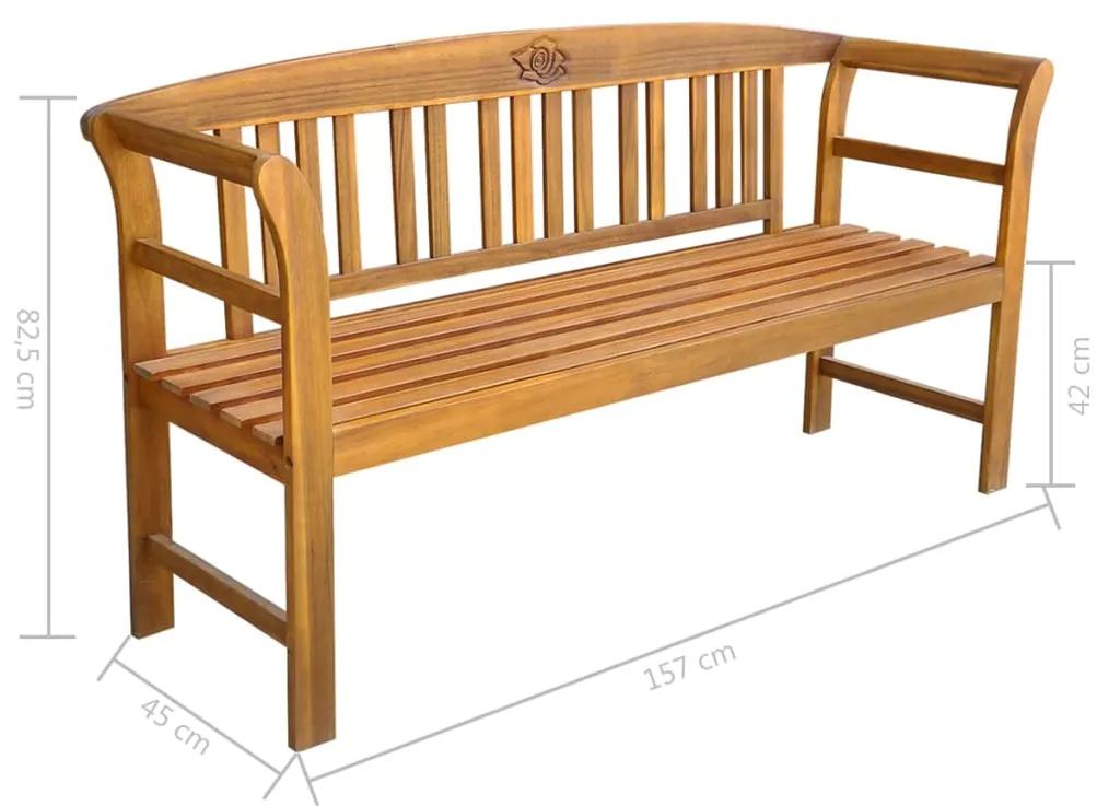 Zahradní lavice s poduškou 157 cm masivní akáciové dřevo,  3064278