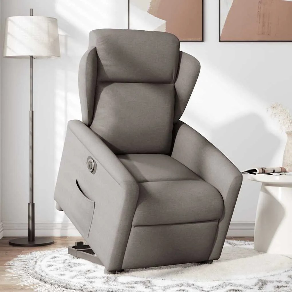 Elektrické zvedací polohovací křeslo taupe textil 3303161