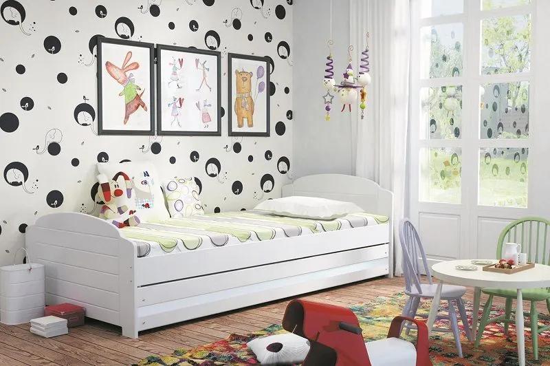 Dětská postel LILI se šuplíkem 200 cm - barva bílá
