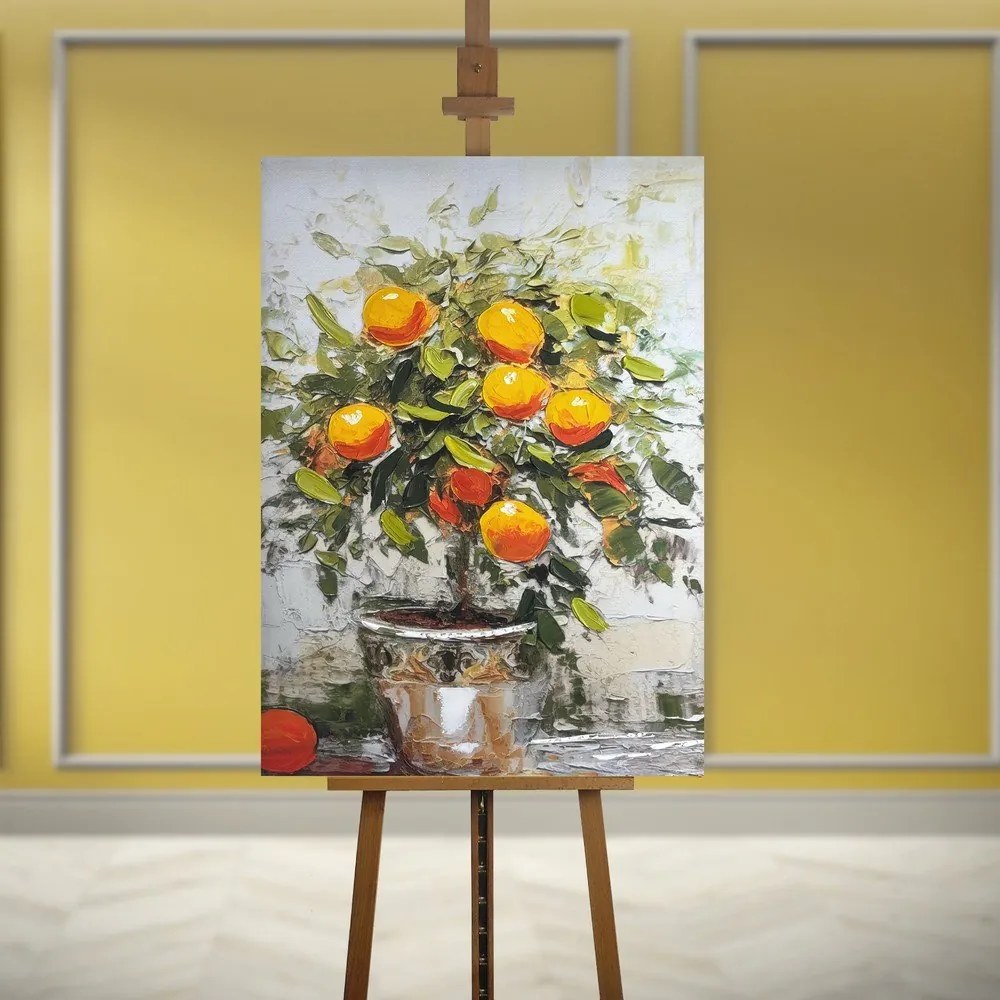 Obraz s ručně malovanými prvky na plátně 70x100 cm Oranges – Styler