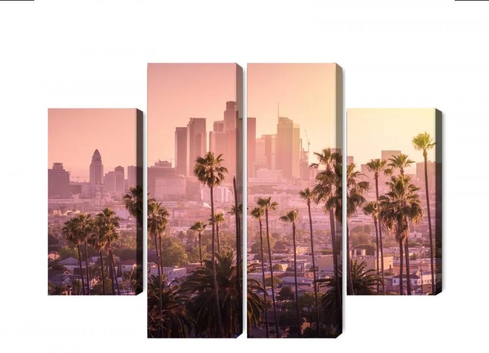 Vícedílný obraz Centrum Los Angeles Při Západu Slunce Nedostatek Nedostatek Přírodní plátno 200x150