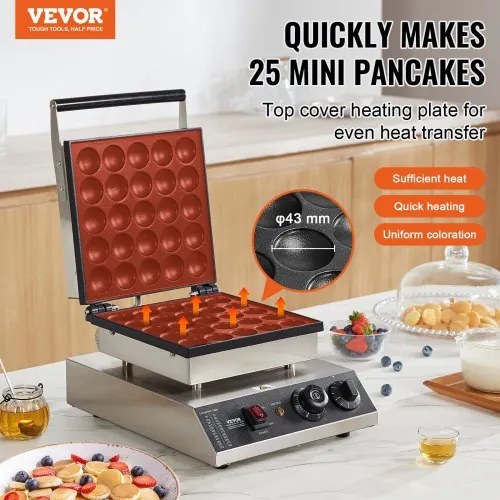 25PCS 43 mm Mini holandský palačinkář komerční Dorayaki Baker 1700 W