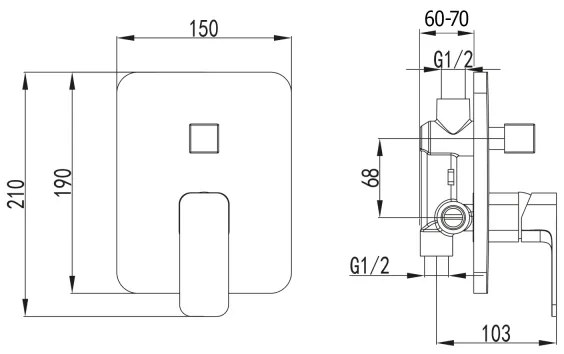 Aqualine - Sprchová baterie pro podomítkovou instalaci FACTOR lesklý chrom