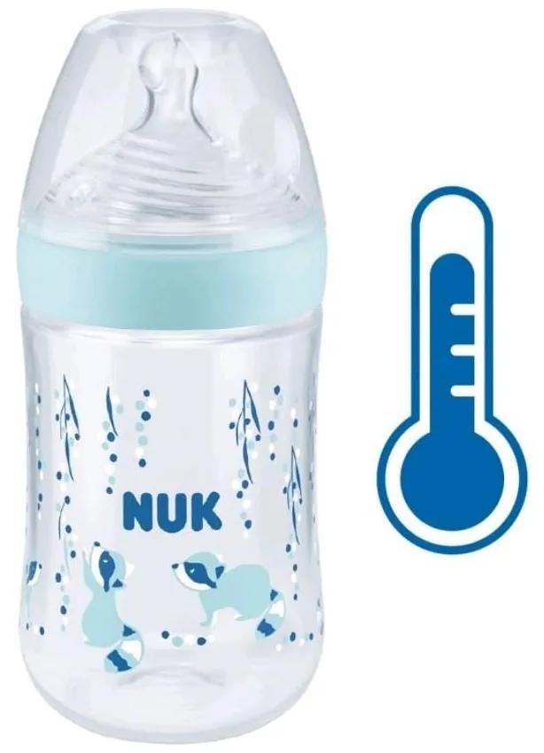 NUK kojenecká láhev NATURE SENSE s kontrolou teploty 260 ml modrá