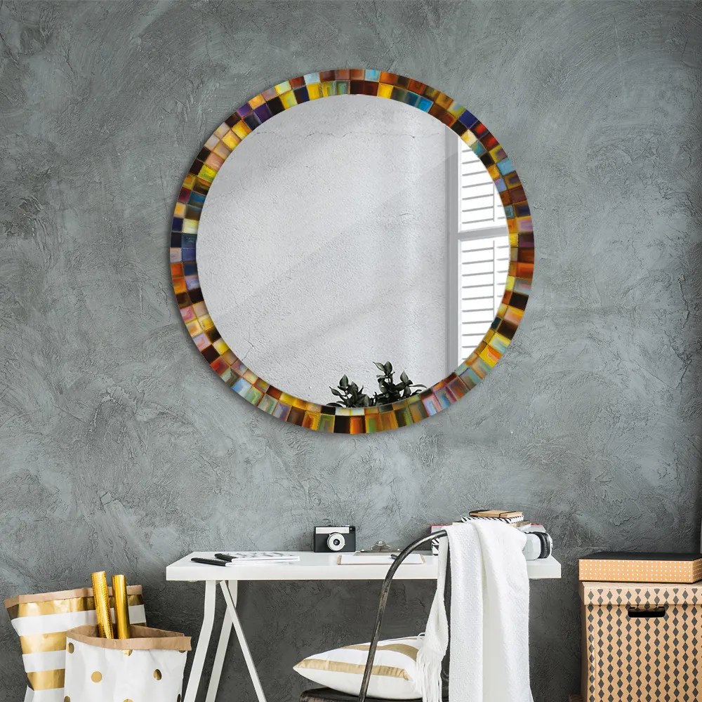 Kulaté dekorativní zrcadlo Abstraktní radiální vzor fi 90 cm