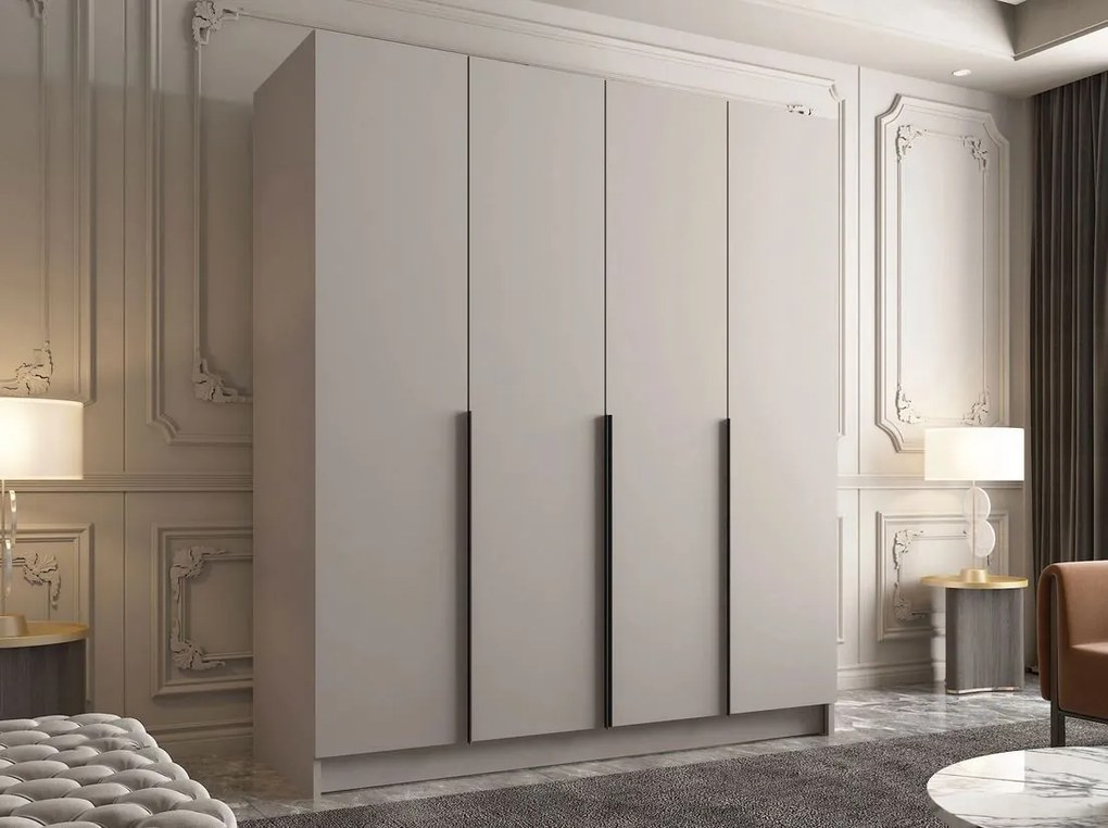 Velká šatní skříň 200 cm TOSIA 1 - kašmír / černá