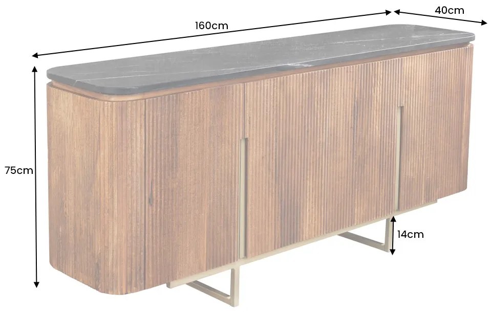 Designová komoda Daichi 160 cm mango/mramor